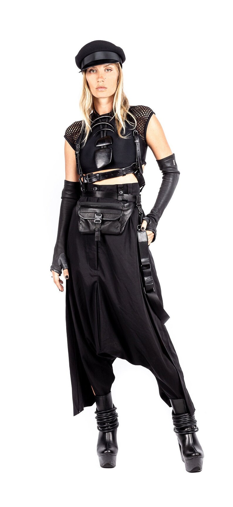 Minimal Edge Black Leather Tech Wear Waist Bag and Sling Bag Passport ...