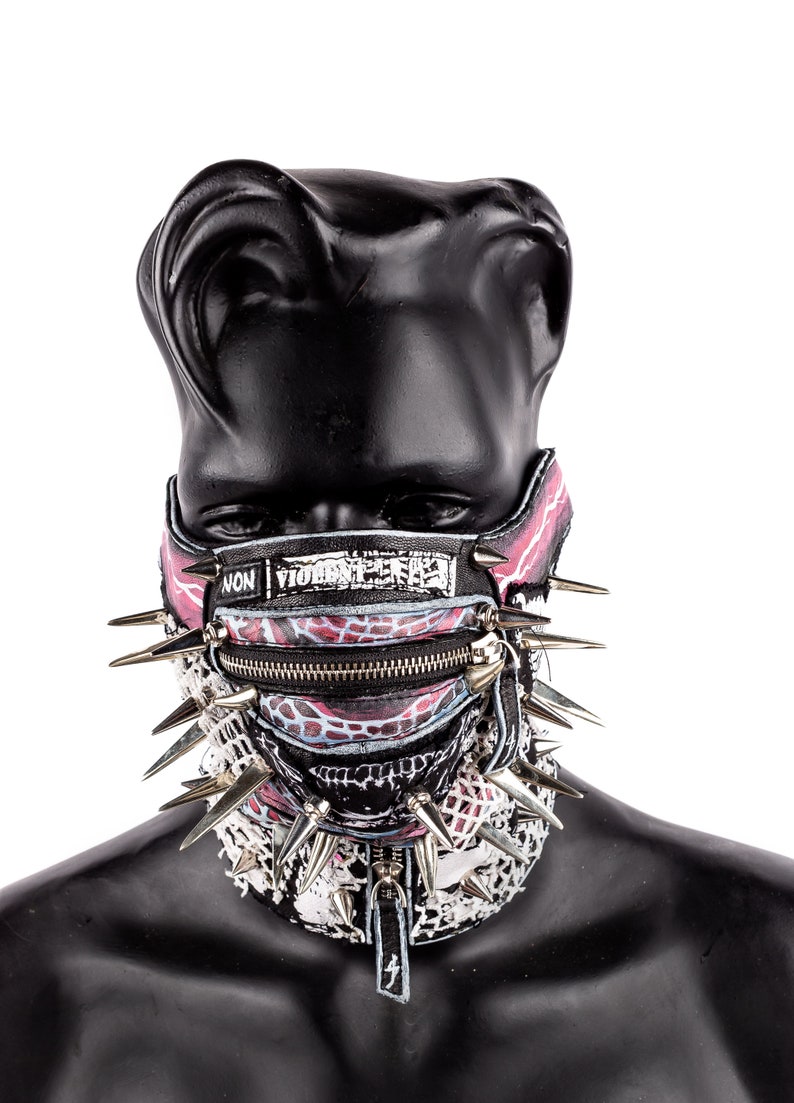 Pink Punk Spiked Face Mask - Etsy