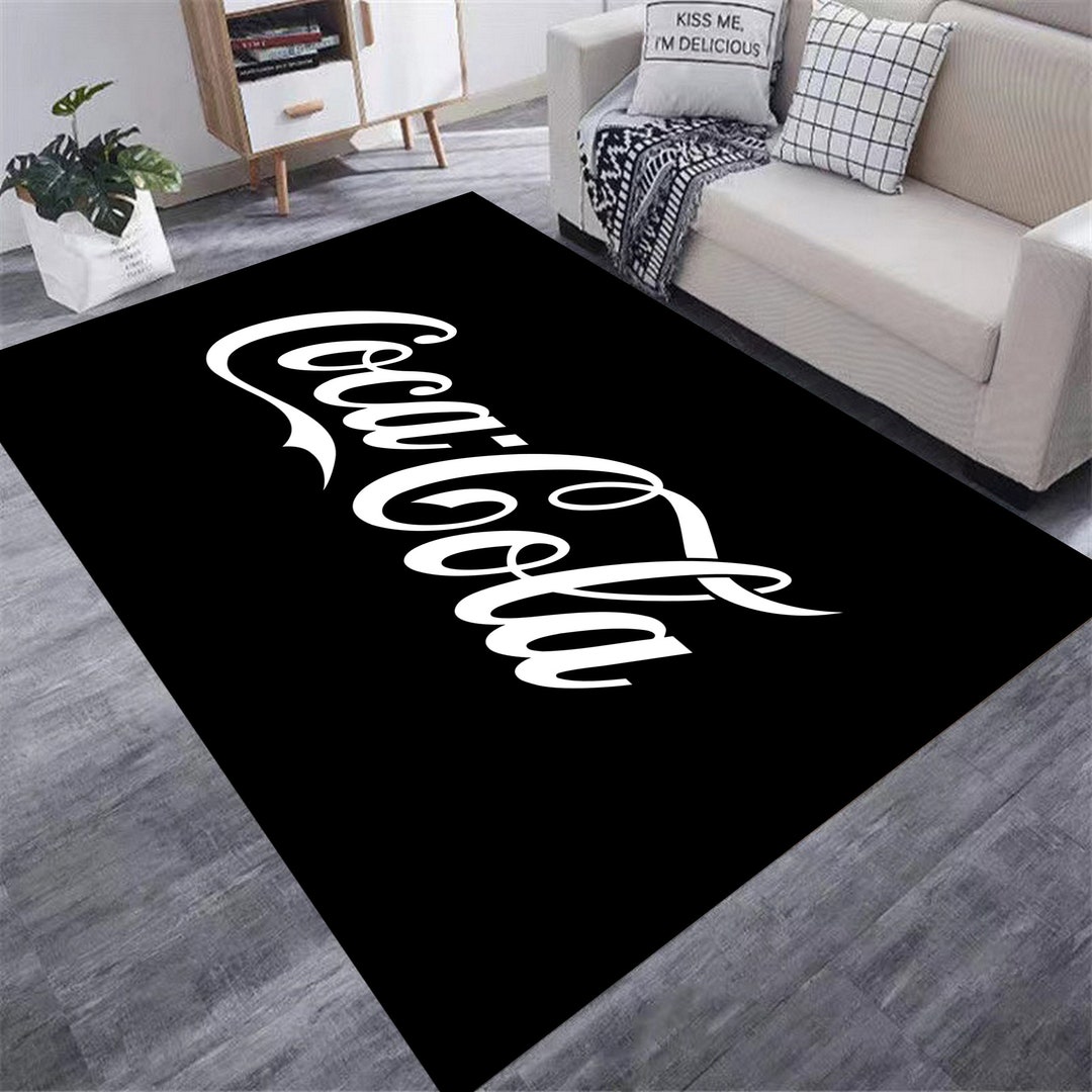 Coca Cola Patterned Rug, Coca Cola Black Rug, Decorative Rugs for ...