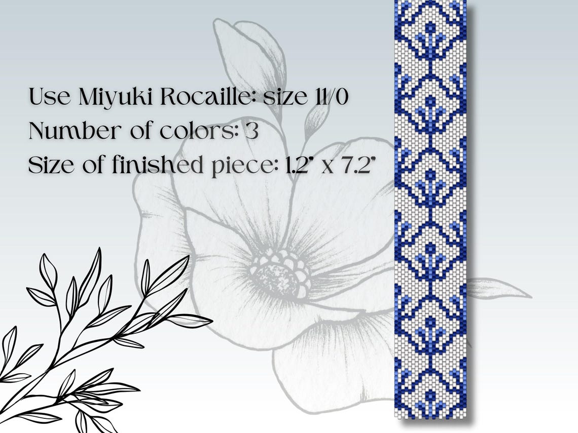Blue and White China Bracelet Pattern Blue Lotus Bracelet Peyote ...
