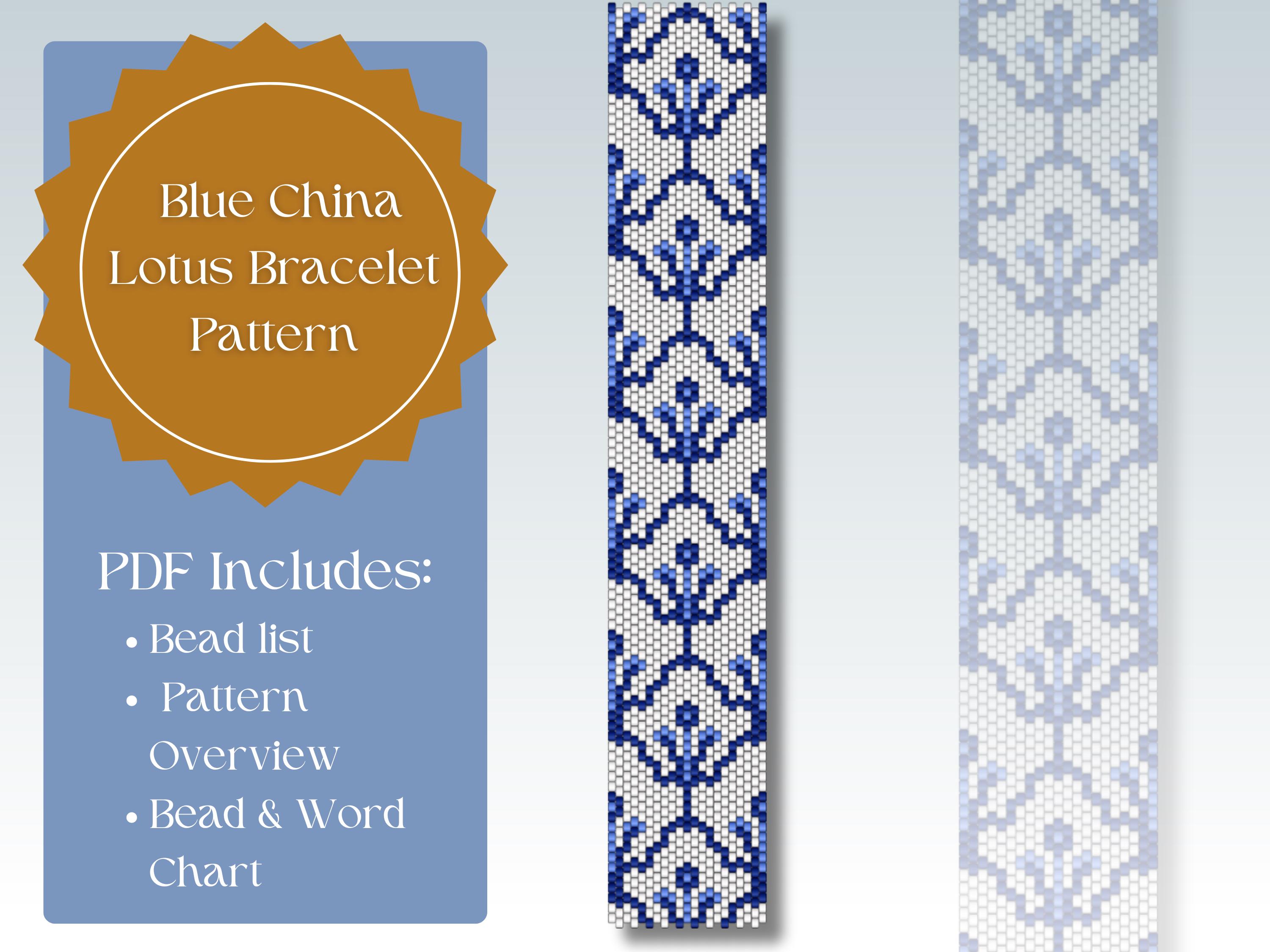 Blue and White China Bracelet Pattern Blue Lotus Bracelet Peyote ...