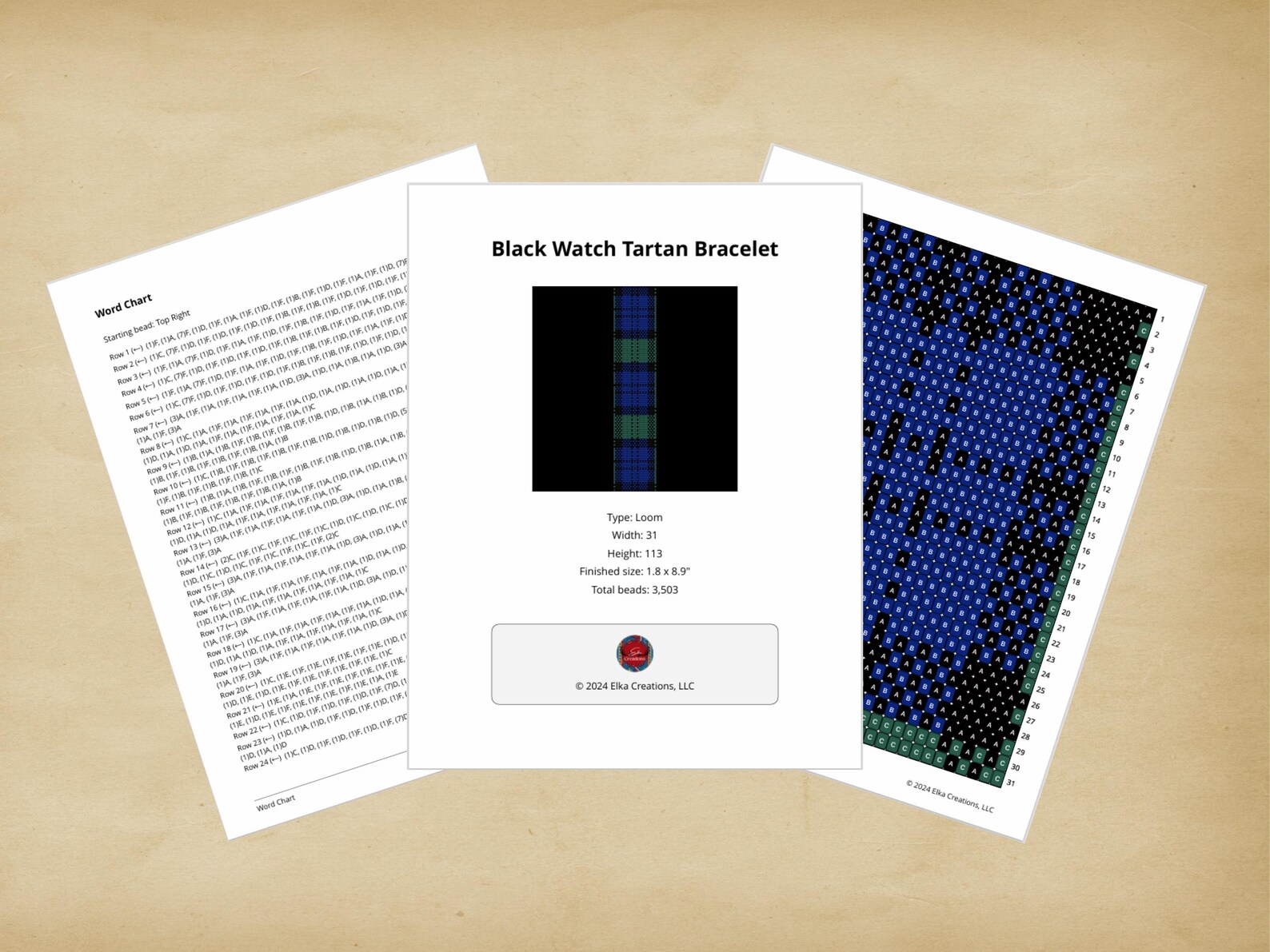 Plaid Bracelet Pattern Bundle: 5 Scottish Tartan Bead Loom Designs ...