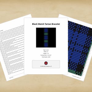 Plaid Bracelet Pattern Bundle: 5 Scottish Tartan Bead Loom Designs ...