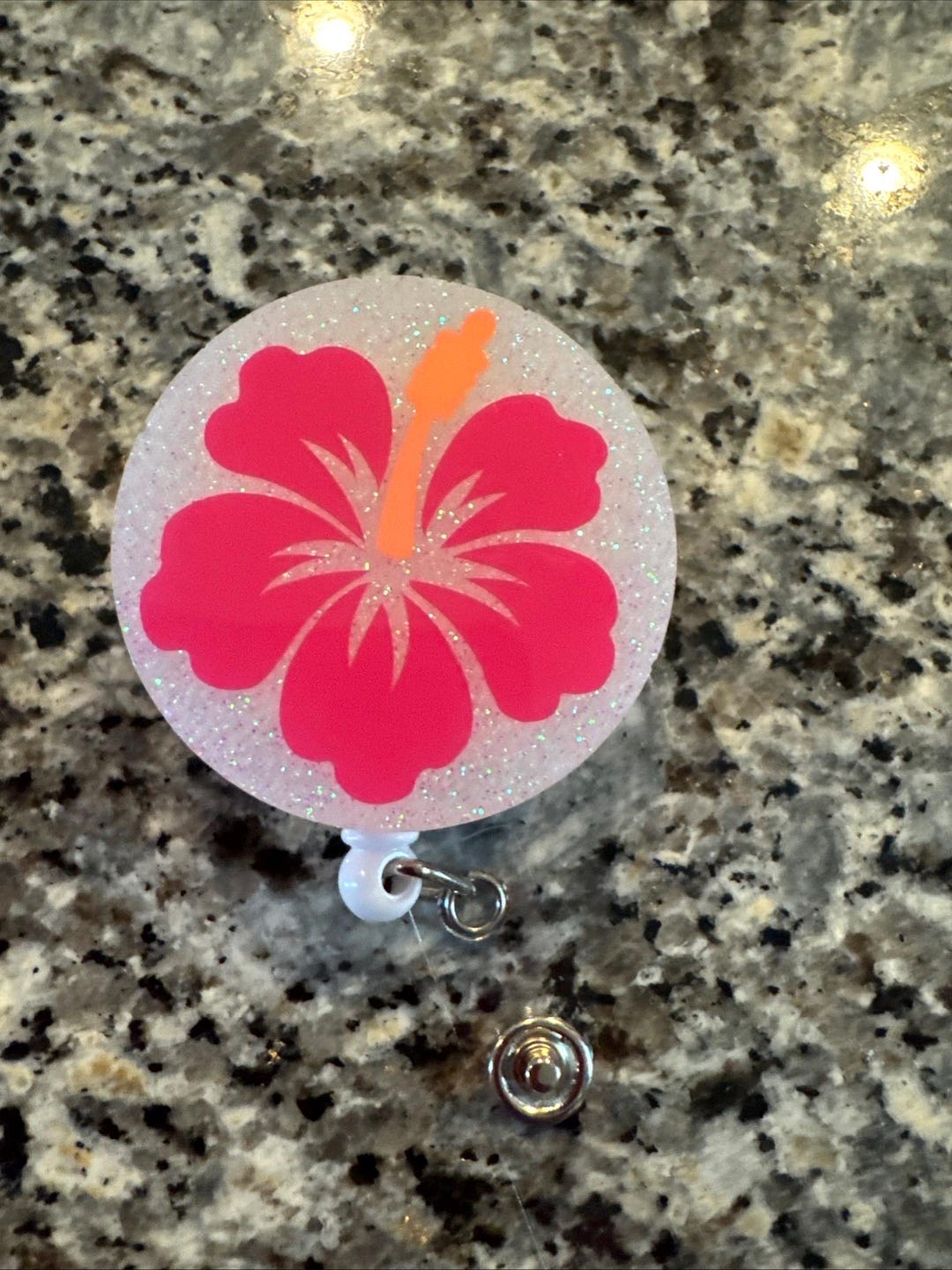 Retractable Badge Reel - Pretty Pink Tropical Flower. - Etsy