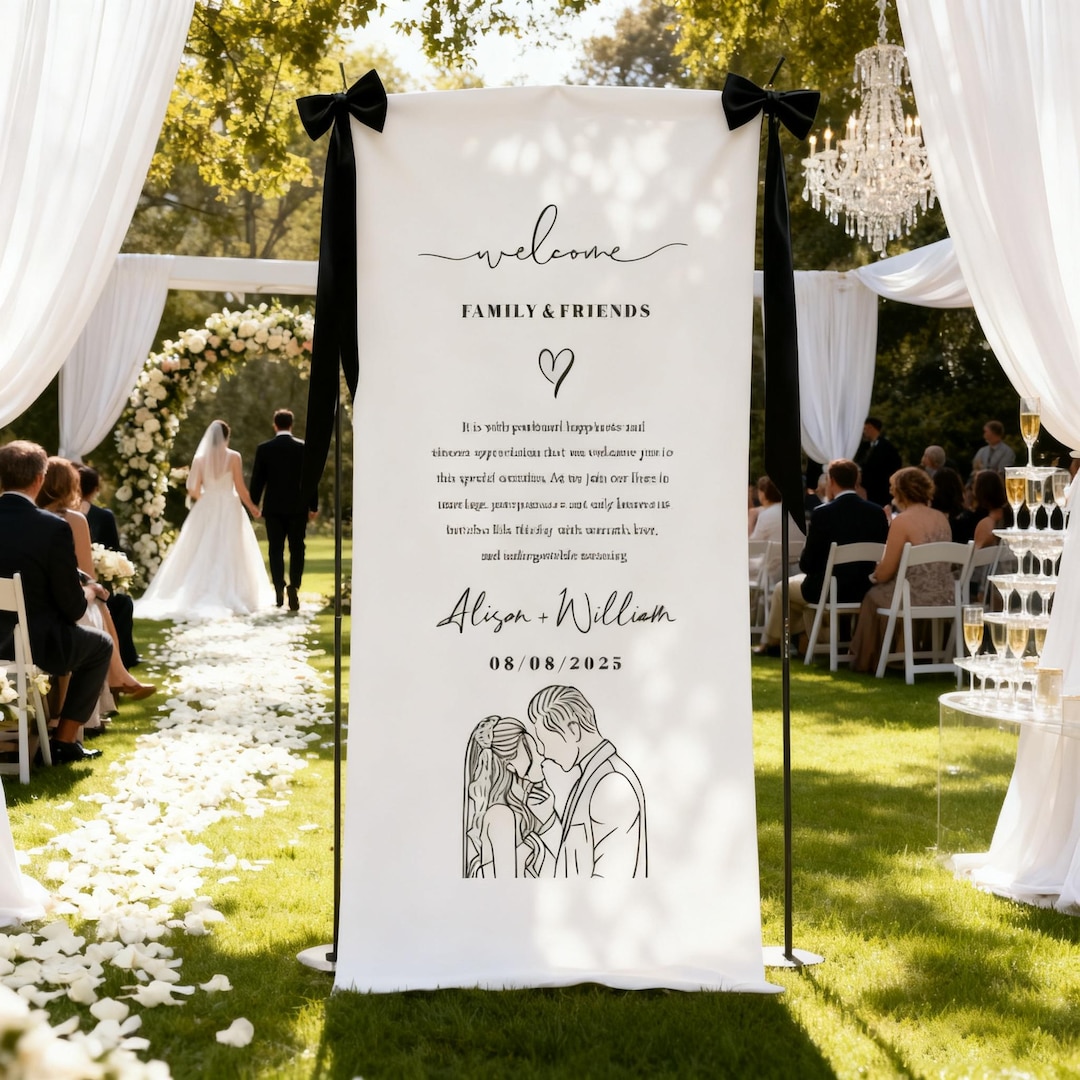 Custom Linen Wedding Sign, Personalised Fabric Wedding Welcome Sign ...