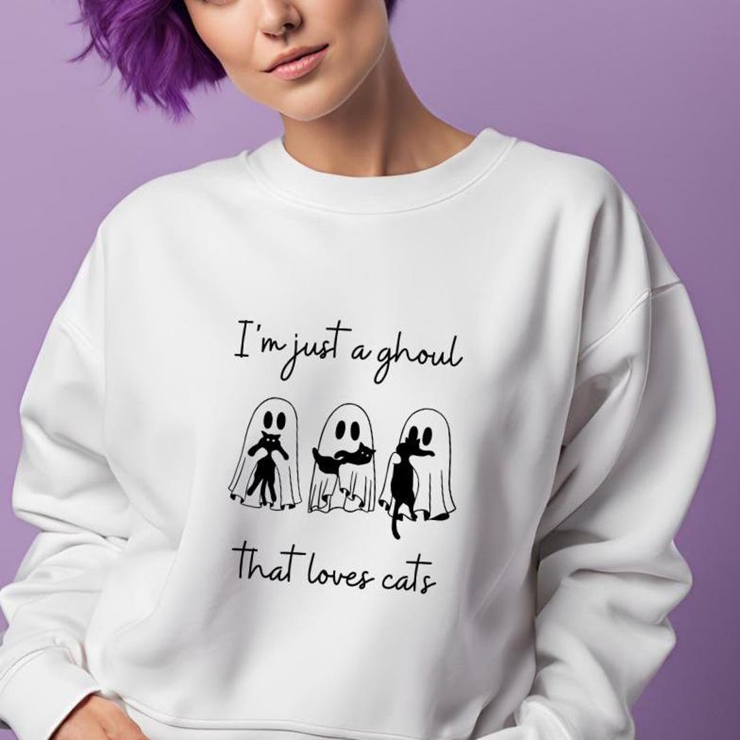 Halloween Ghoul Loves Cats SVG: Spooky Season Digital File - Etsy