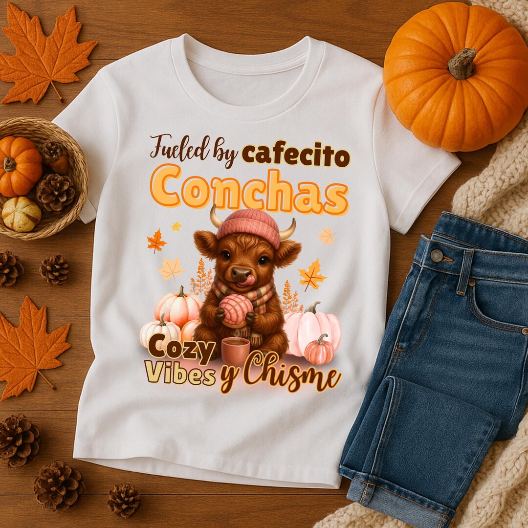 Fueled by Cafecito and Conchas PNG Cozy Fall Vibes Y Chisme Digital ...