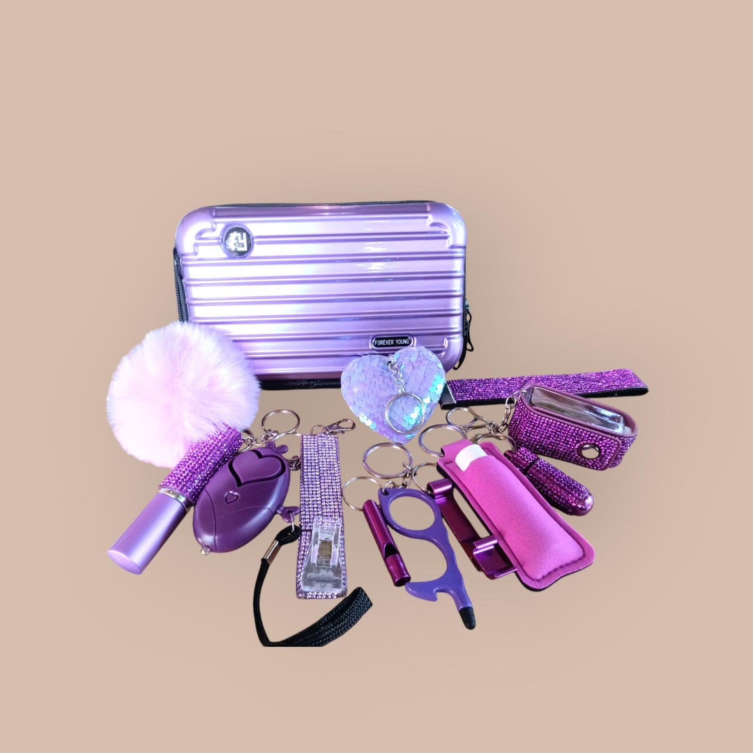 Emotional Support Purple Key Chain Set With Hard Case Cross Body 13pcs ...