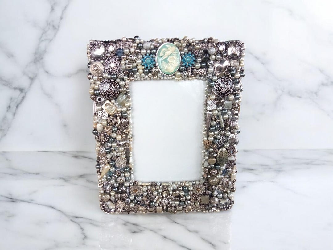Vintage Jewelry Picture Frame Rhinestone Crystal Photo Frame Handmade ...
