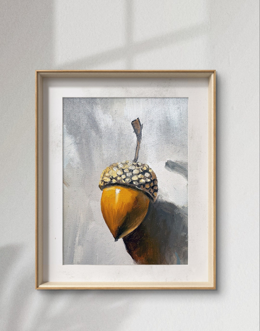 Framed Acorn Oil Painting: Autumn Woodland Decor, Ready to Hang - Etsy