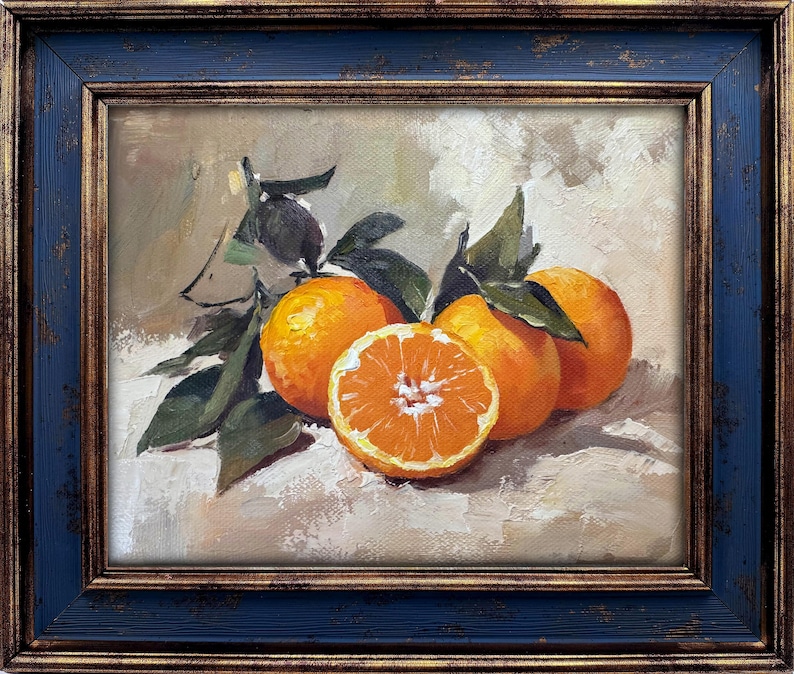 Framed Orange Oil Painting: Citrus Still Life Kitchen Wall Art - Etsy