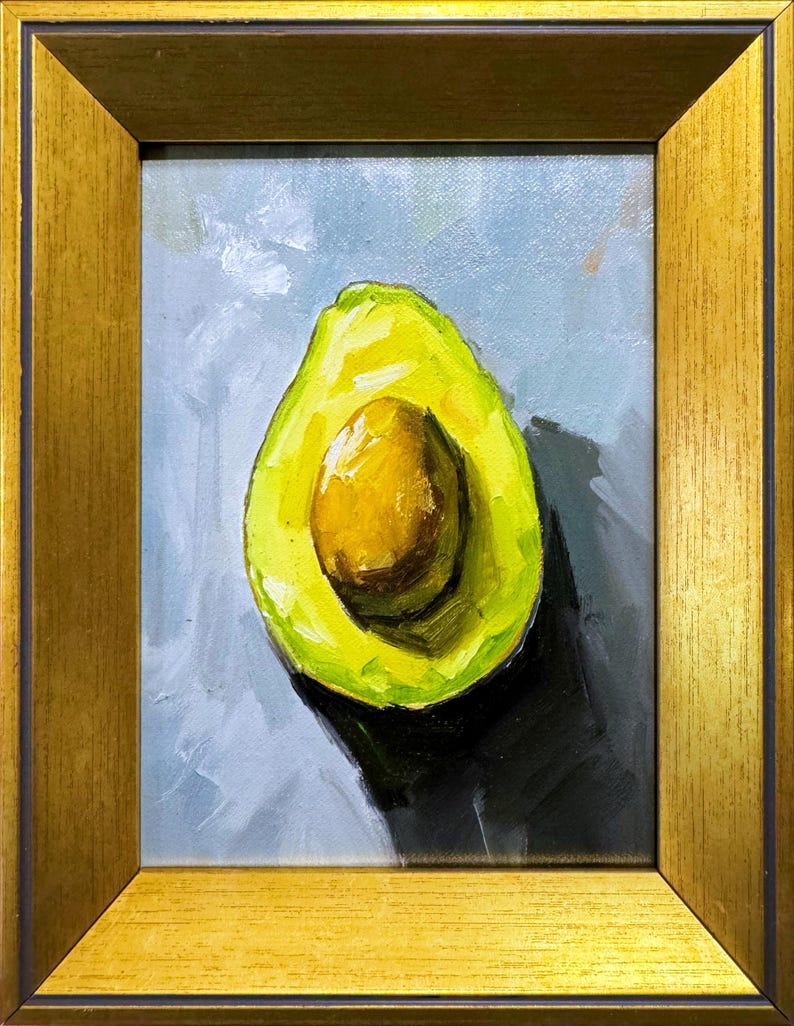 Hand-painted Avocado Oil Painting: Framed Kitchen Wall Art - Etsy