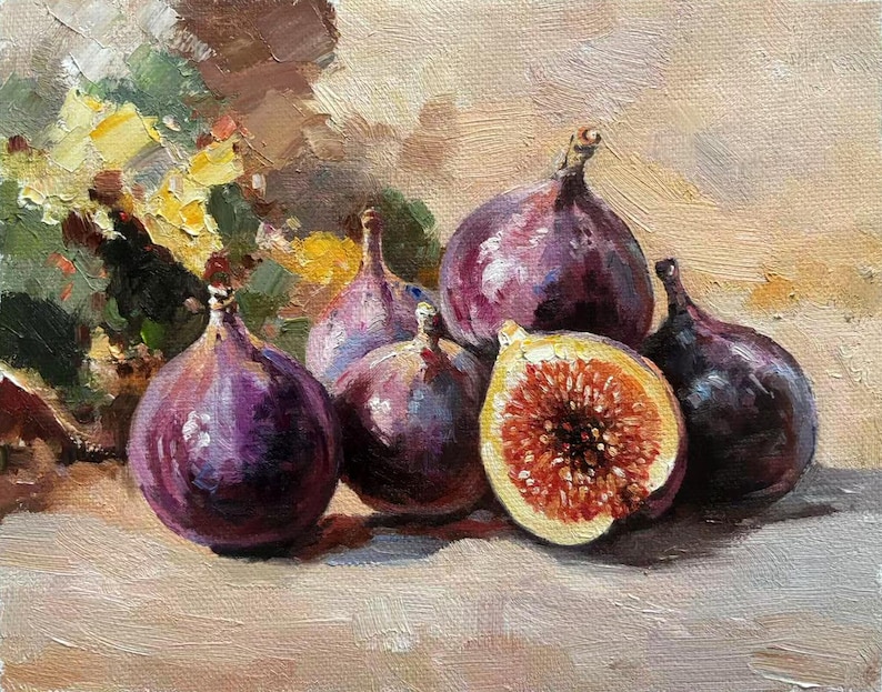 Framed Fig Oil Painting: Original Still Life Kitchen Wall Art - Etsy