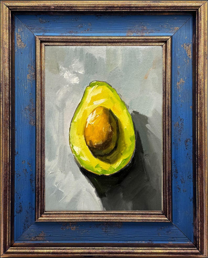 Hand-painted Avocado Oil Painting: Framed Kitchen Wall Art - Etsy