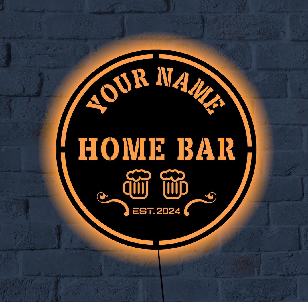 Personalized Bar LED Sign – Custom Light-up Wall Art for Home & Pub ...