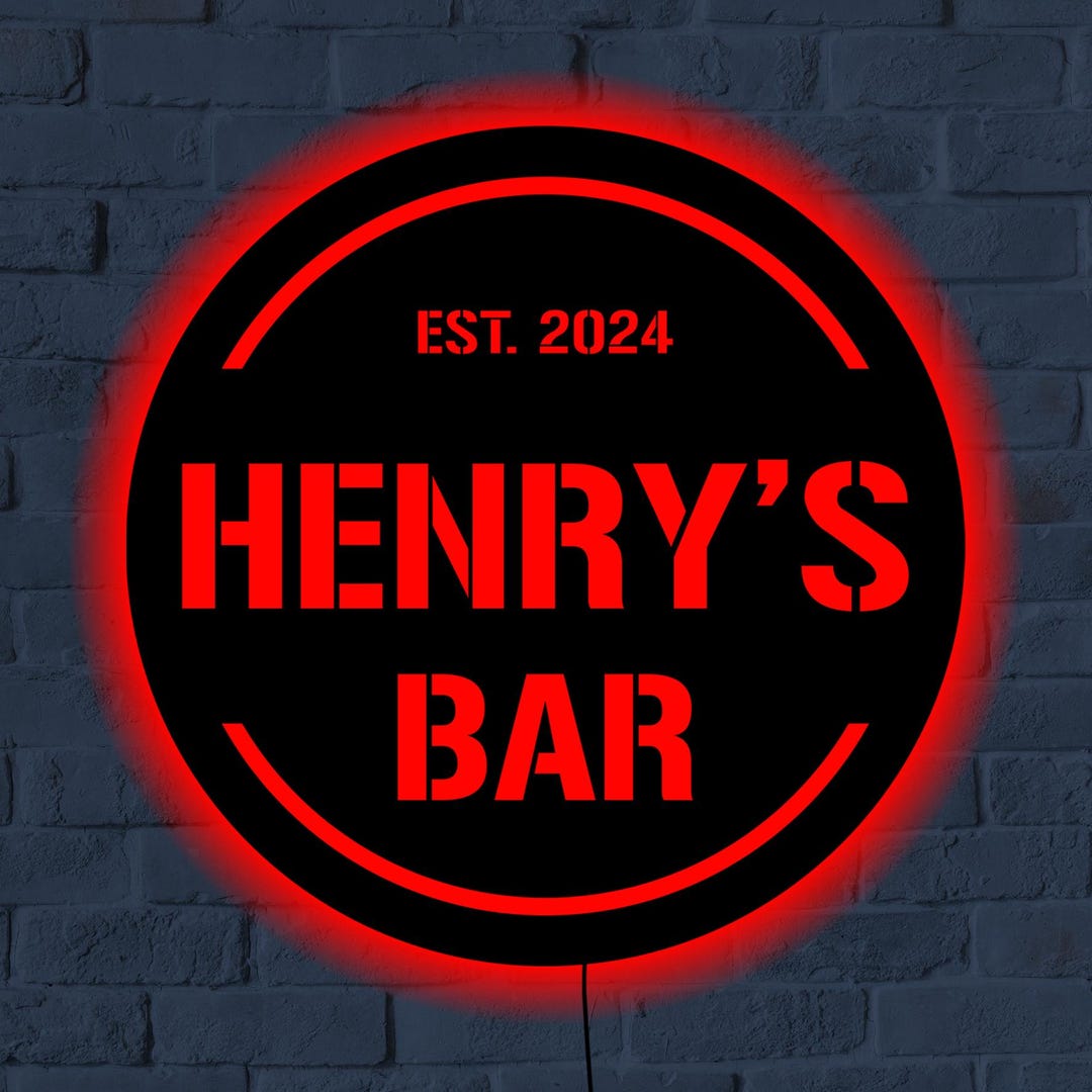 Personalized LED Bar Sign: Custom Laser-cut Wood Decor - Etsy