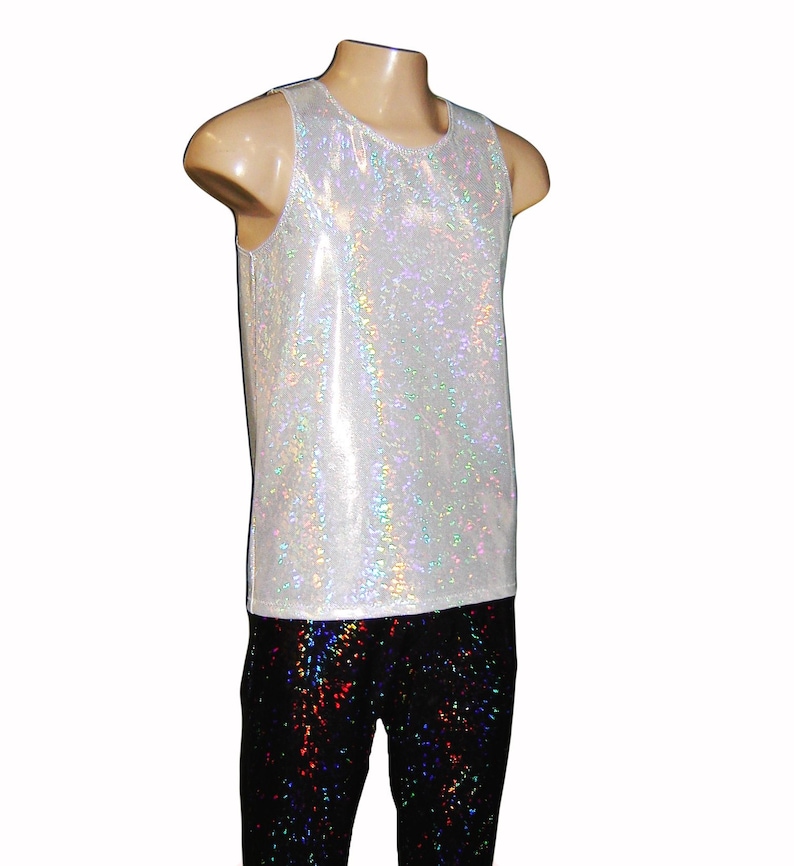 Men's Holographic White Sparkle Tank Top Singlet - Etsy New Zealand