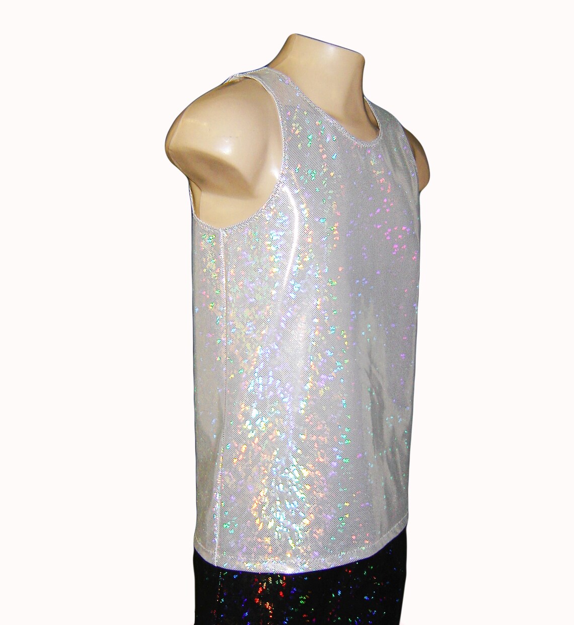 Men's Holographic Sparkle Tank Top Singlet Silver - Etsy
