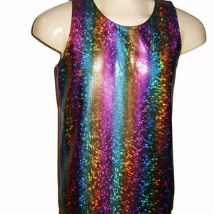 Men's Black Holographic Sparkle Tank Top Singlet Burningman Stretch Tee ...