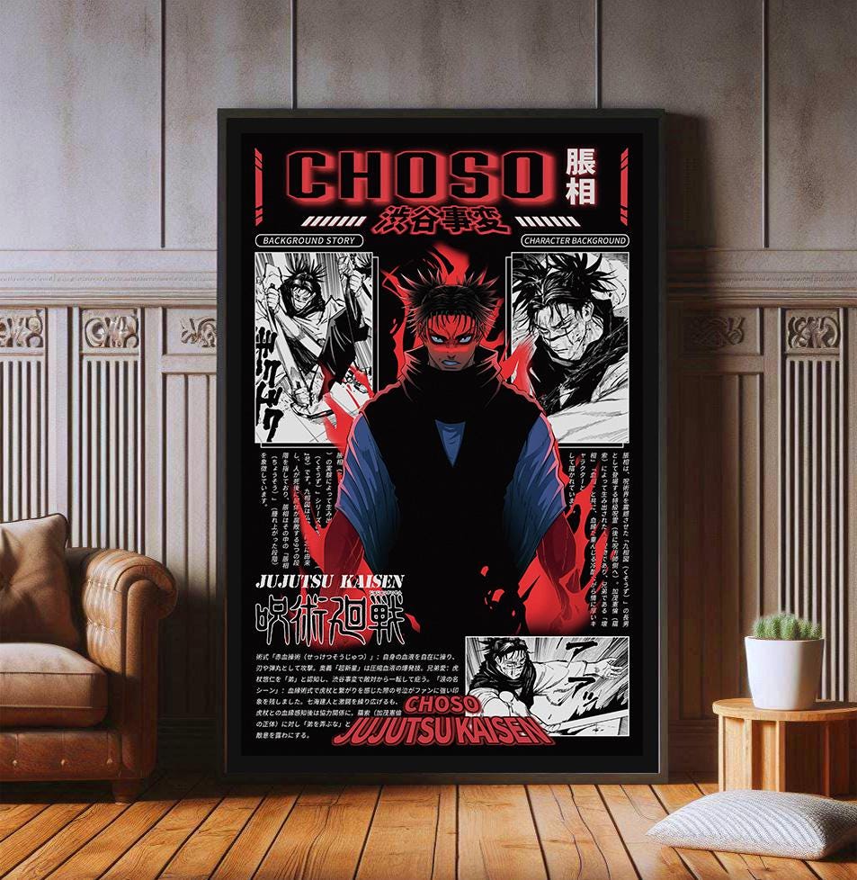 Choso Jujutsu Kaisen Anime Poster Print, High Quality Canvas Print ...