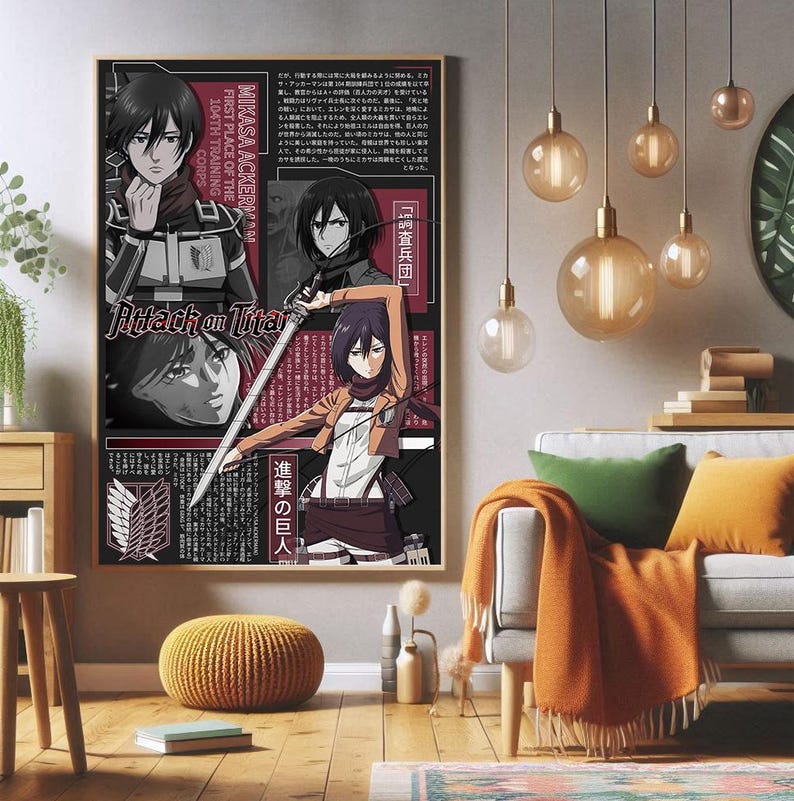 Mikasa Ackerman Anime Poster, High Quality Canvas Print, Japanese Anime ...