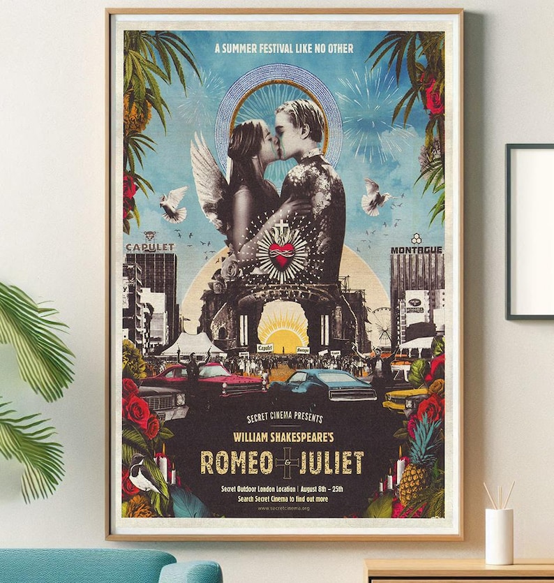 Romeo + Juliet Classic Love Film Poster, High Quality Canvas Print ...