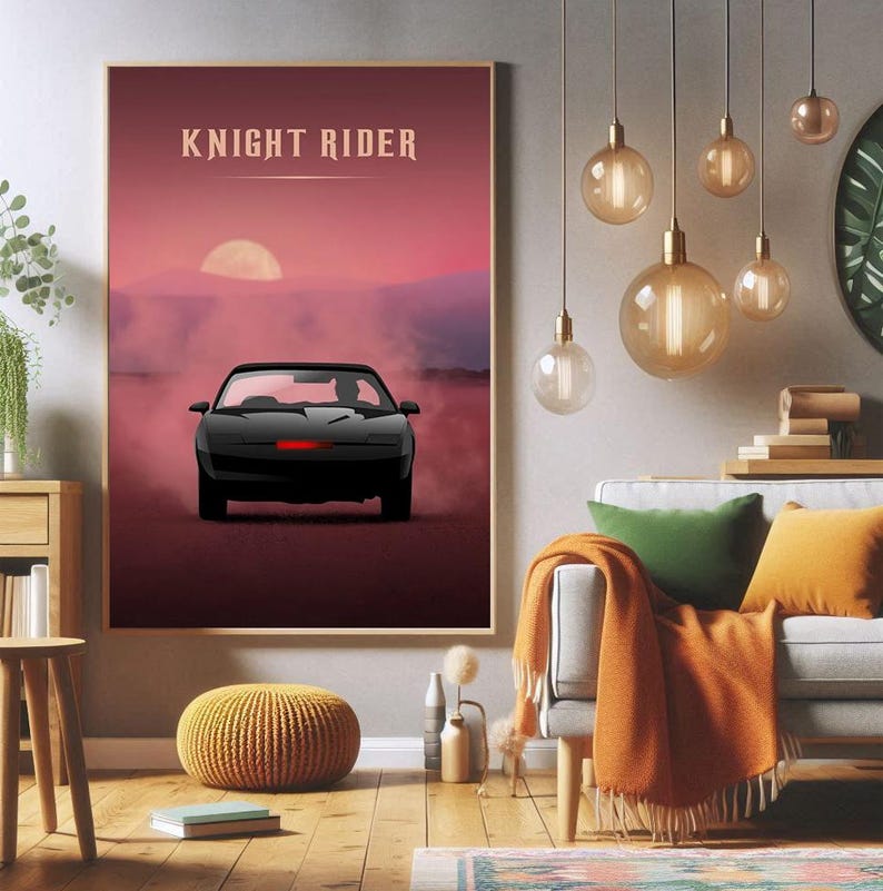 1982 Knight Rider Film Poster, High Quality Canvas Print, Popular ...