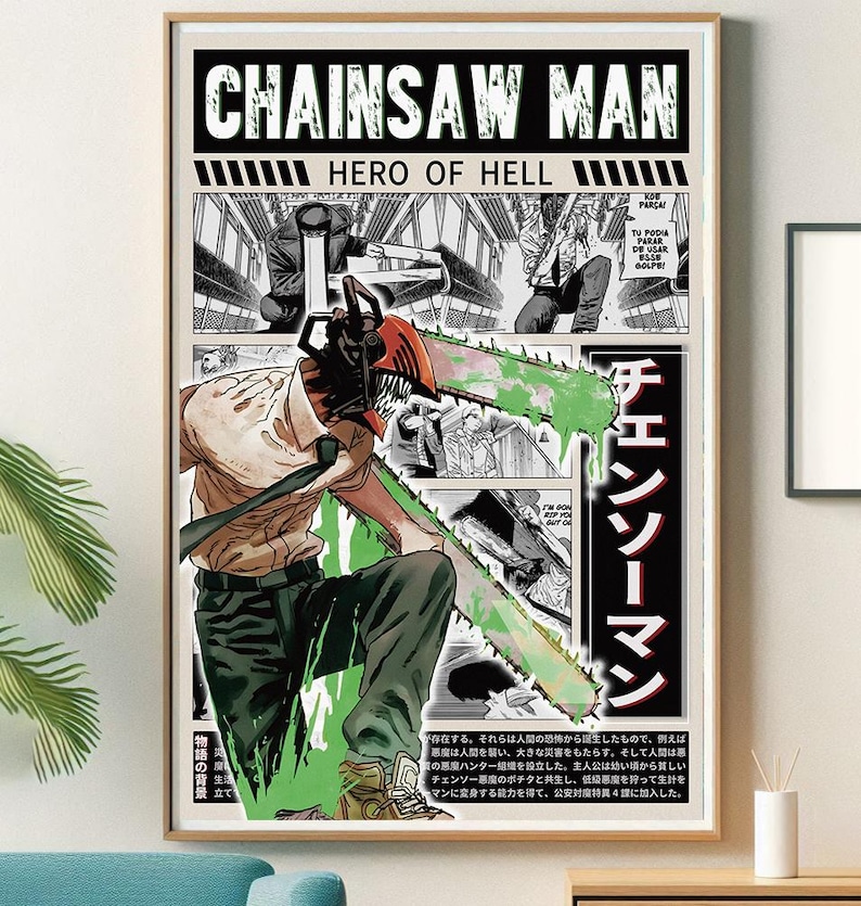 Chainsaw Man Denji Anime Poster, High Quality Canvas Print, Japanese ...