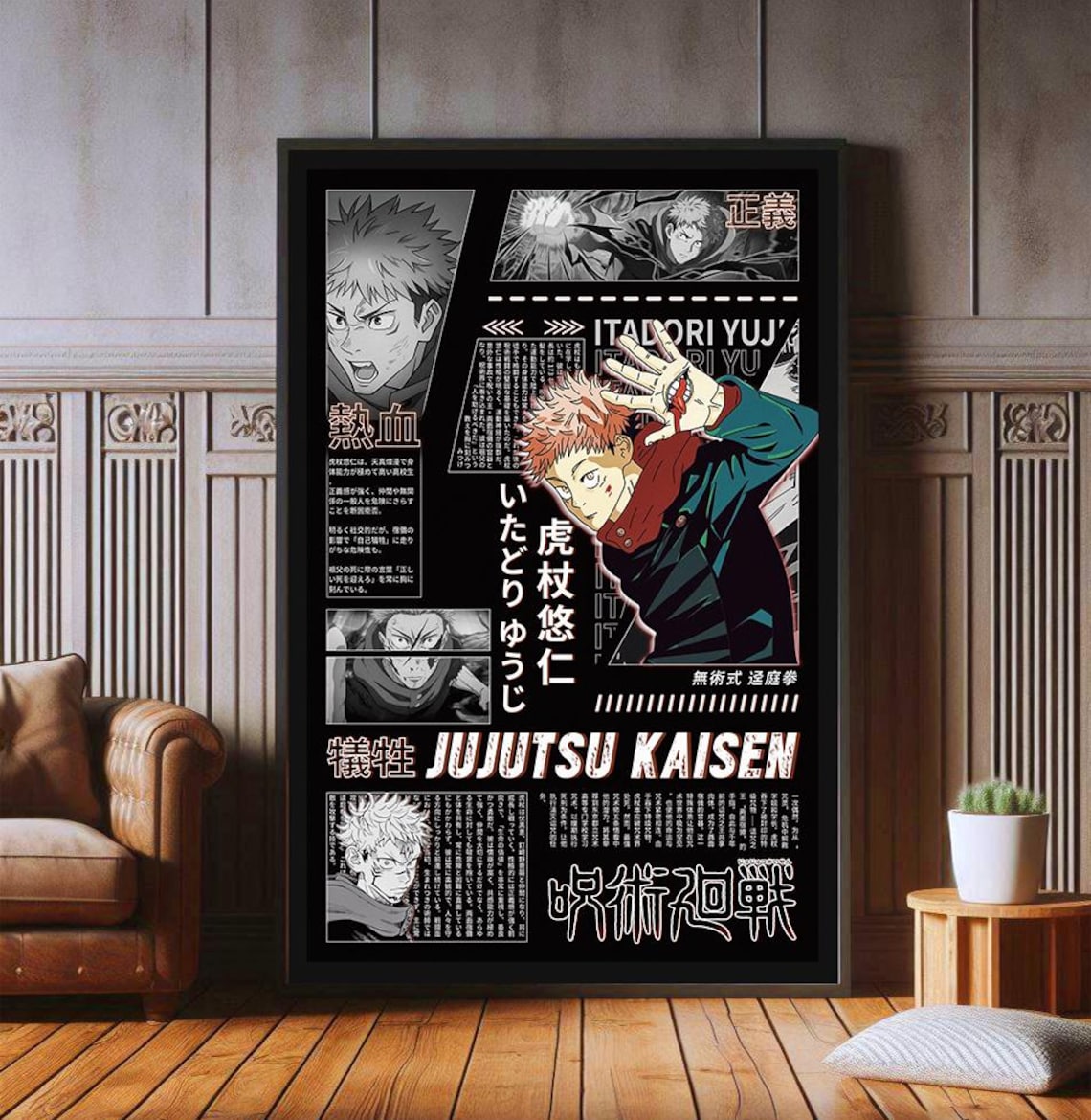 Itadori Yuji Jujutsu Kaisen Anime Poster Print, High Quality Canvas ...