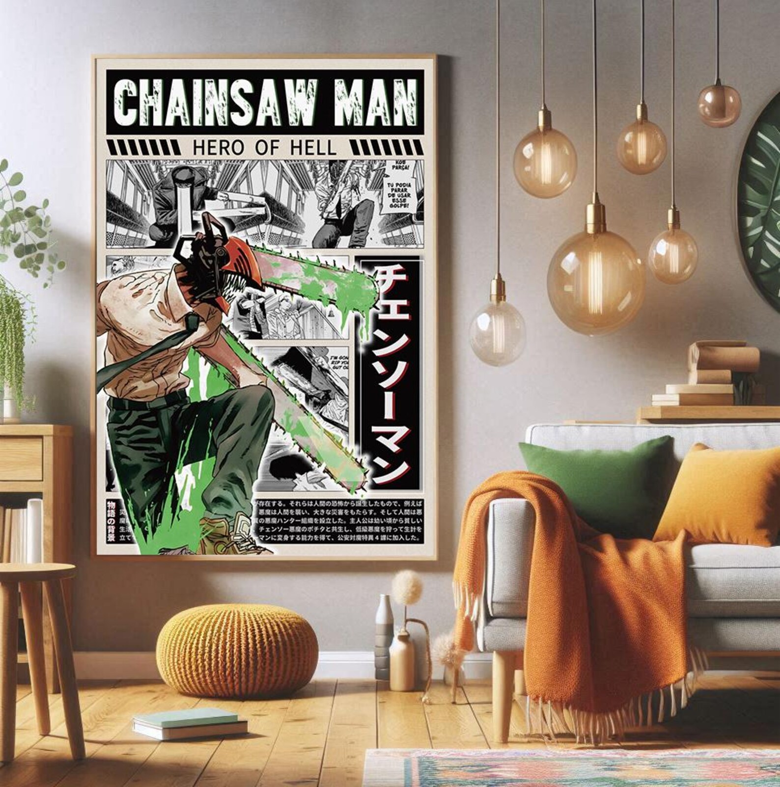 Chainsaw Man Denji Anime Poster, High Quality Canvas Print, Japanese ...