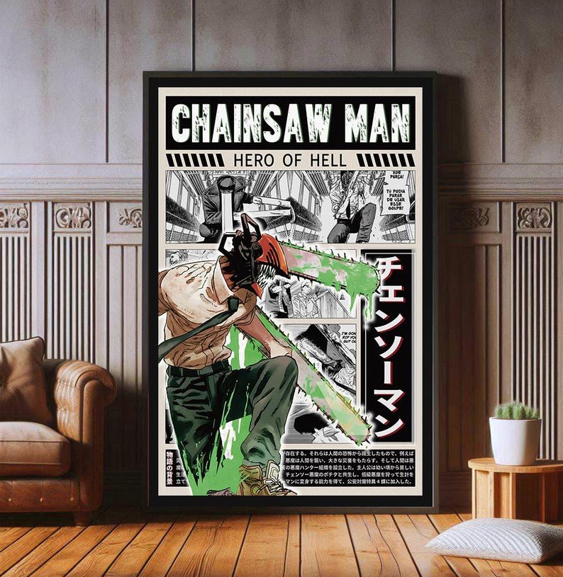 Chainsaw Man Denji Anime Poster, High Quality Canvas Print, Japanese ...