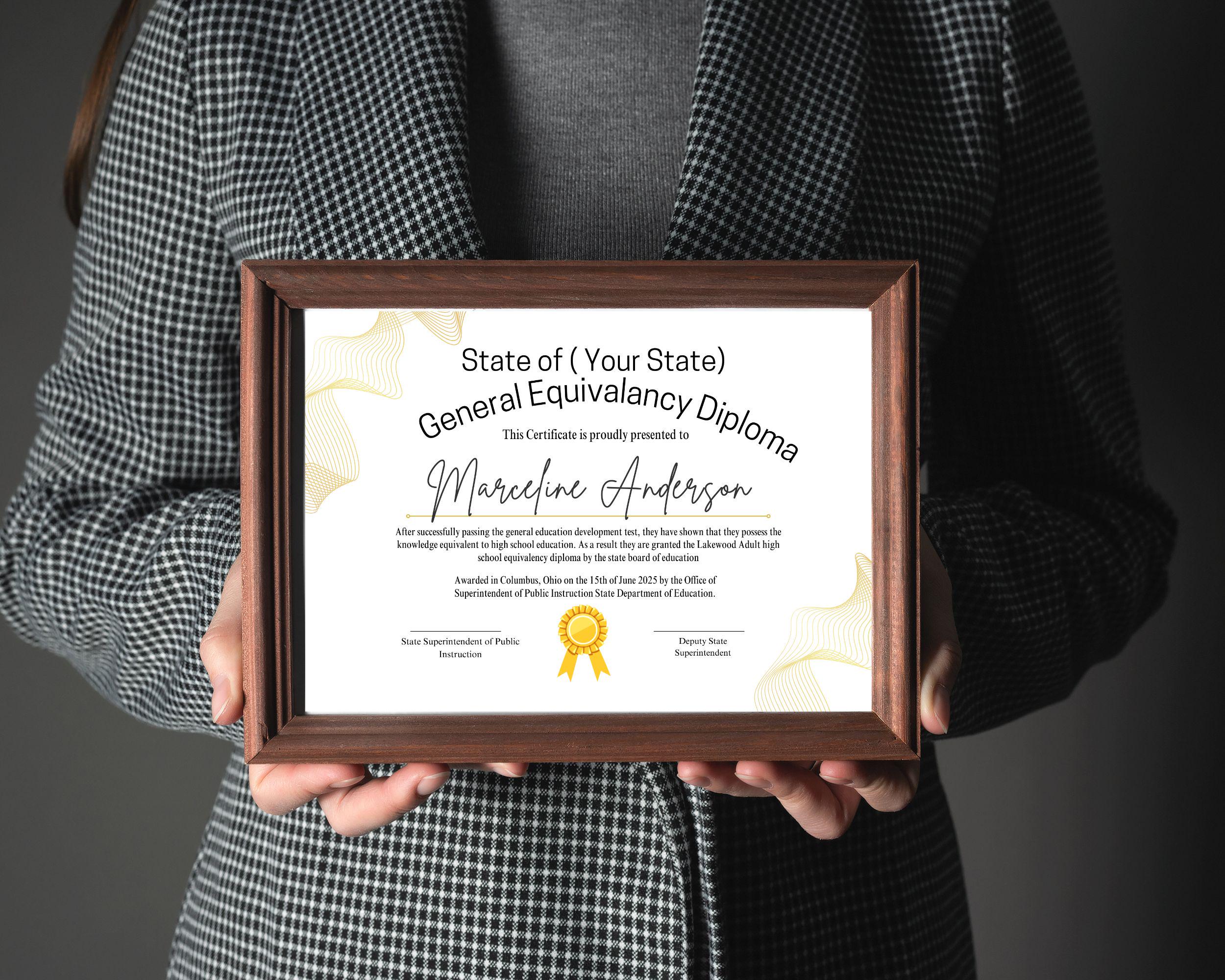 Editable Ged Diploma General Equivalency Diploma High School Diploma ...