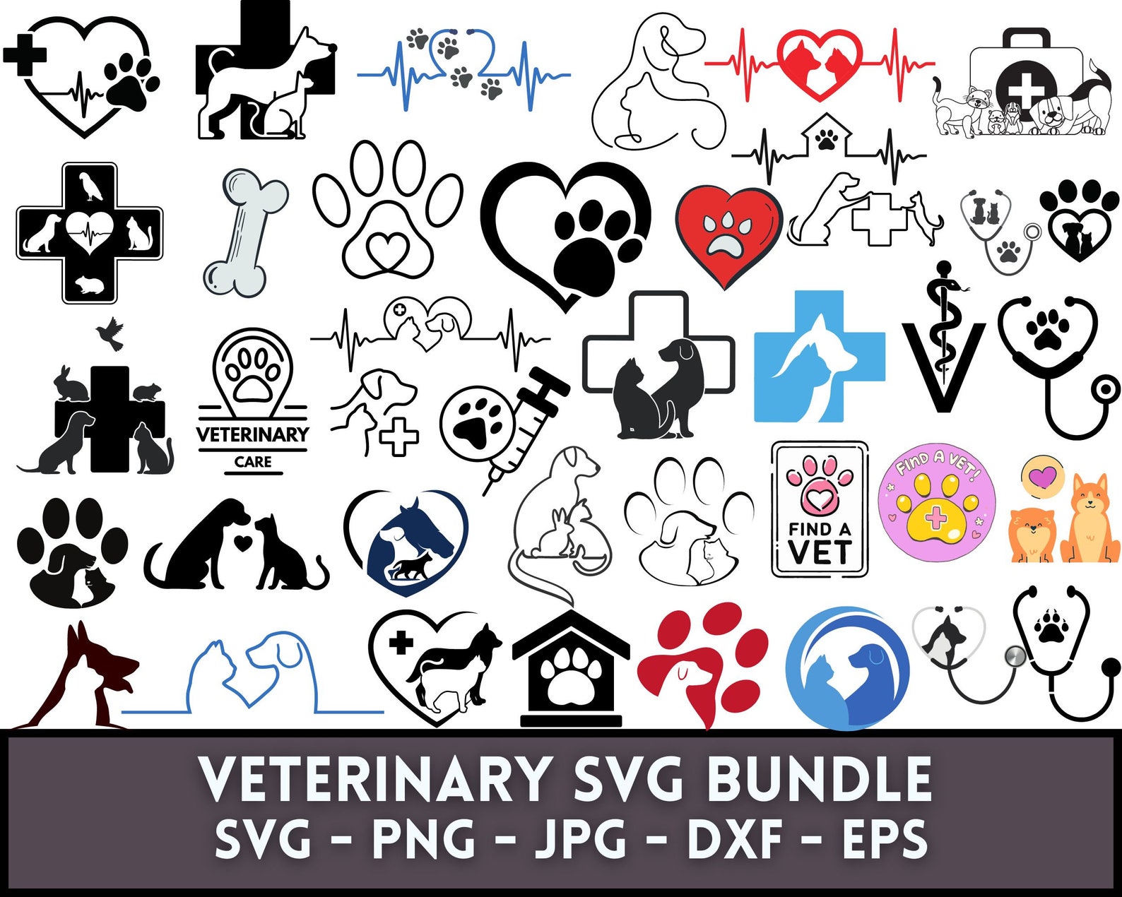 Veterinarian SVG Bundle: Pet Animal Doctor Graphics (digital Download ...