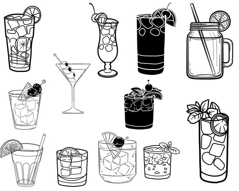 Cocktail SVG Bundle, Cocktail PNG Bundle, Cocktail Clipart, Cocktail ...