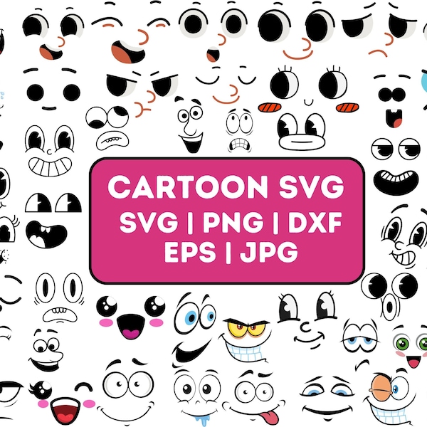 Cartoon Faces Svg - Etsy