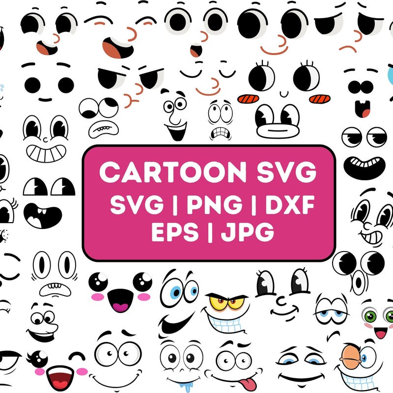 Cartoon Faces Svg - Etsy
