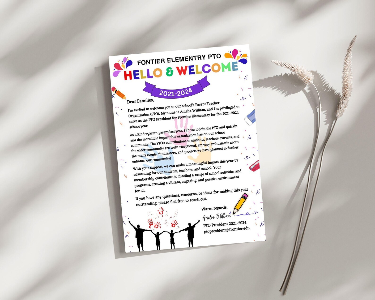 Editable PTO Welcome Letter Printable, PTA Welcome Message, Editable ...