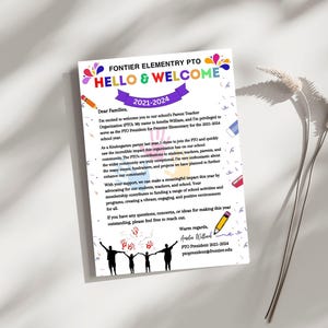 Editable PTO Welcome Letter Printable, PTA Welcome Message, Editable ...