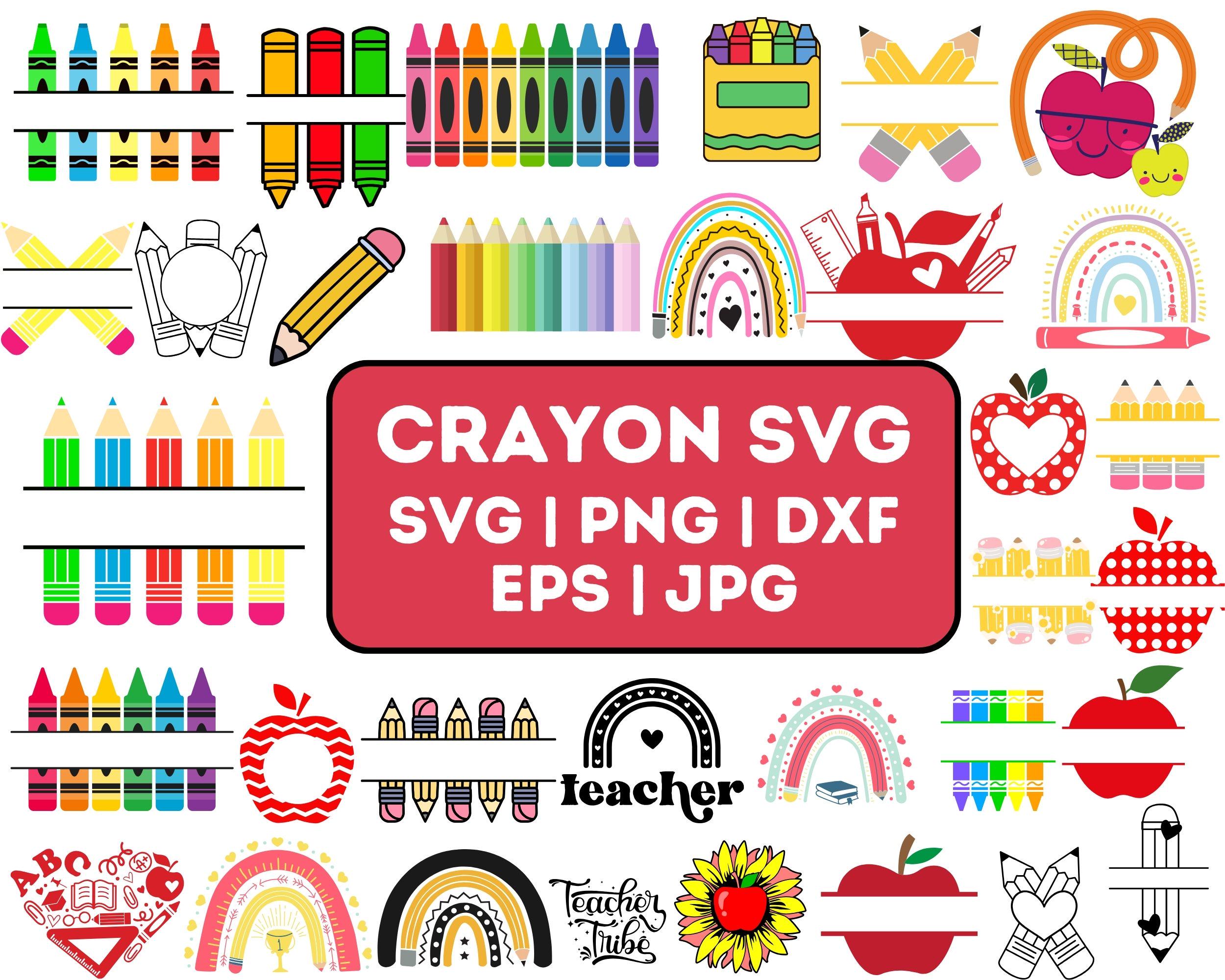 Crayon Split Monogram Svg, Crayon Svg, Teacher Svg, Crayon Wrapper Svg ...