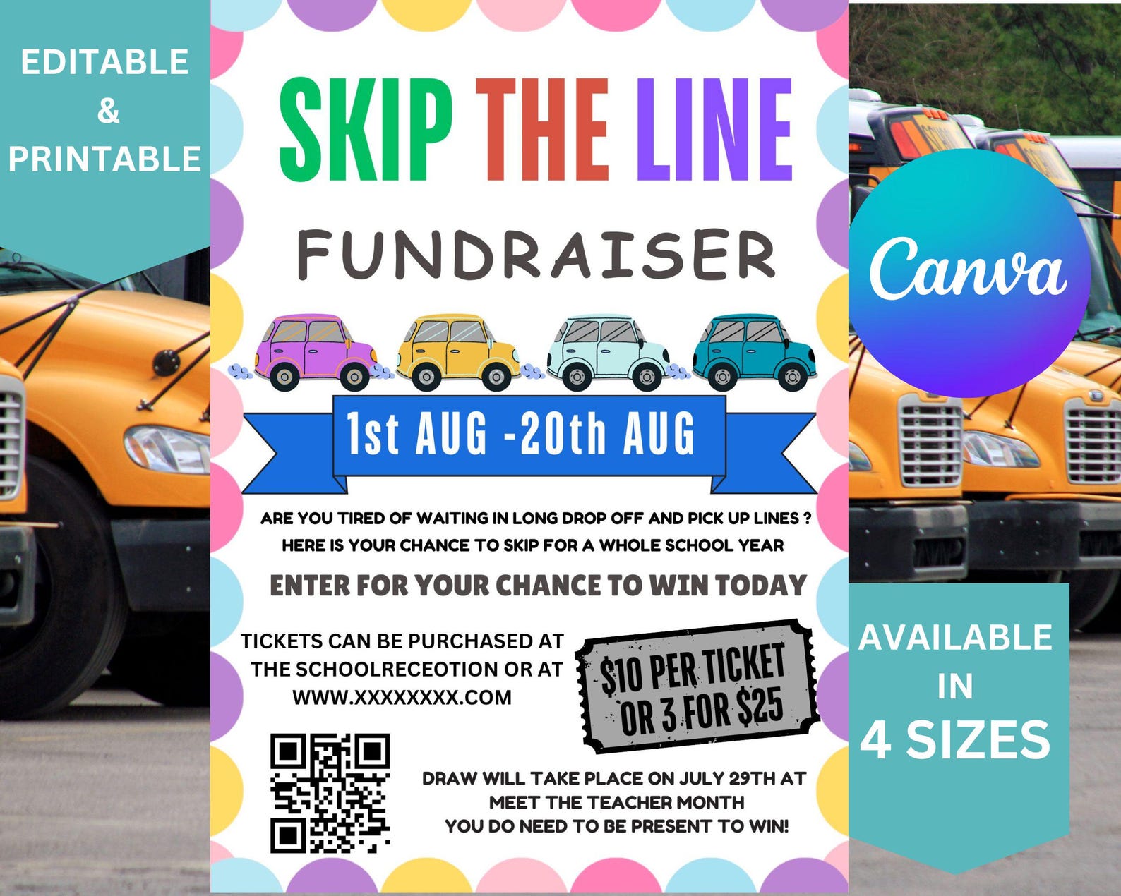 Skip the Line Fundraiser Flyer Template: School PTO PTA (editable Canva ...