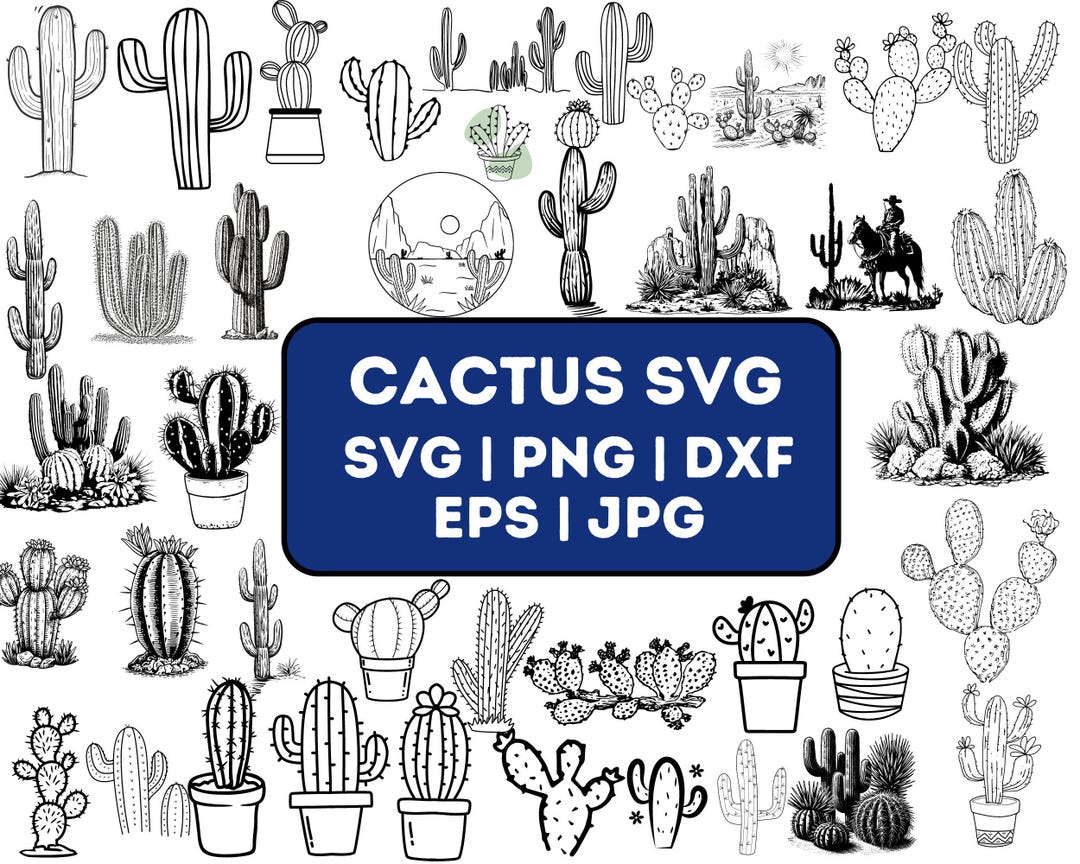 Cactus SVG Bundle Cactus Flower SVG File Succulent Png for Shirts Cacti ...