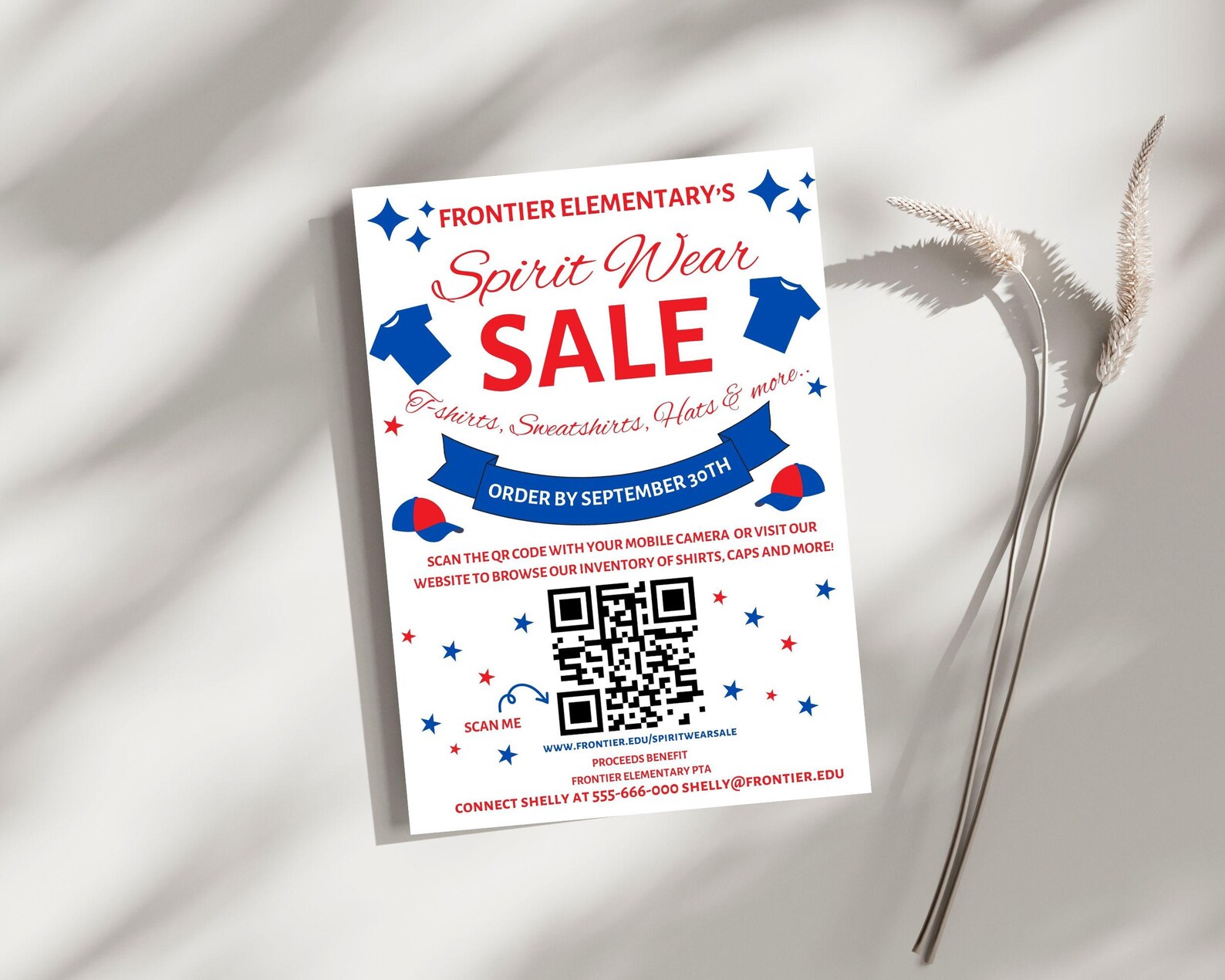 School Spirit Wear Sale Flyer Template, Editable School Clothing Sale ...