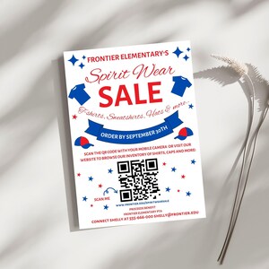 School Spirit Wear Sale Flyer Template, Editable School Clothing Sale ...