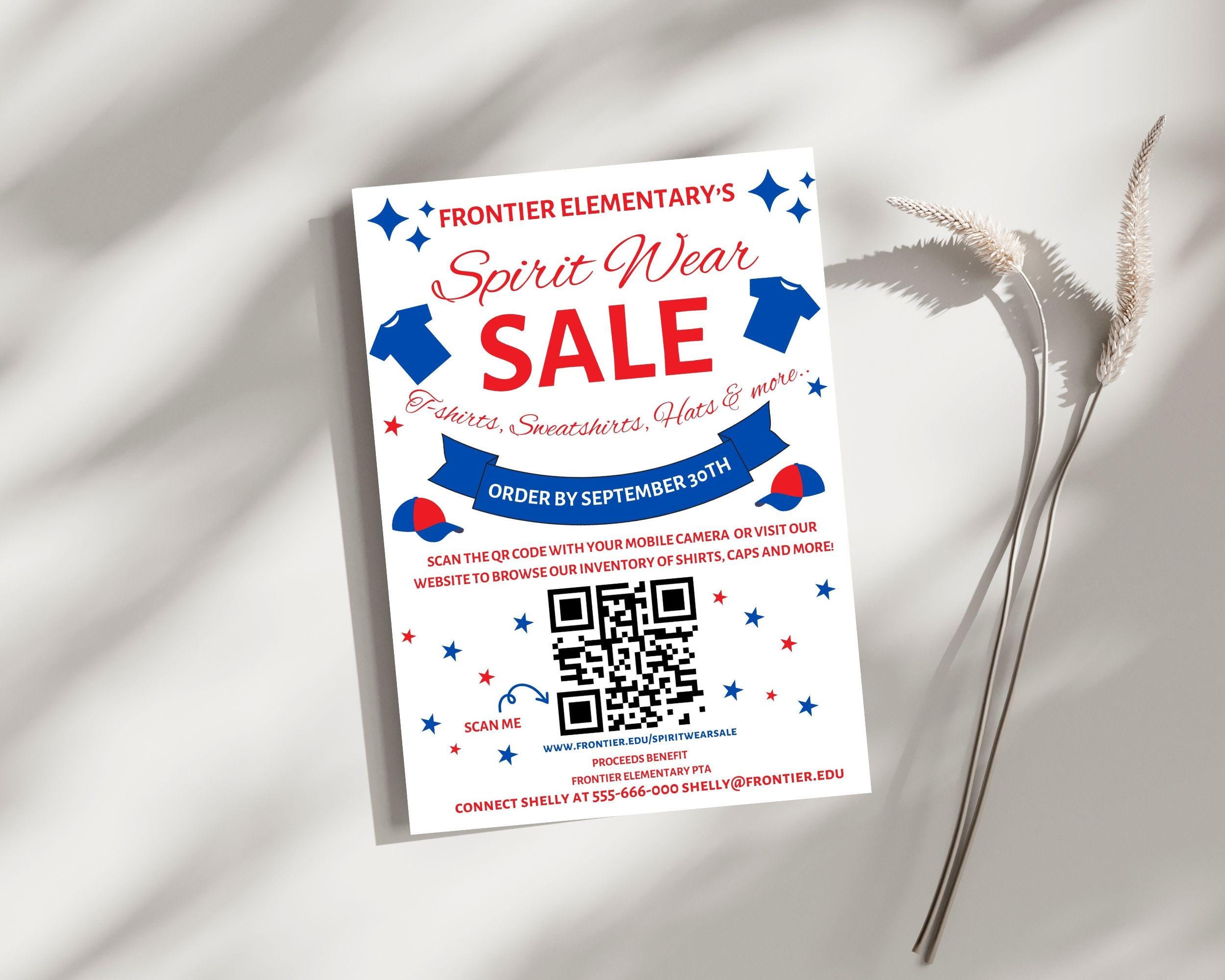 School Spirit Wear Sale Flyer Template, Editable School Clothing Sale ...