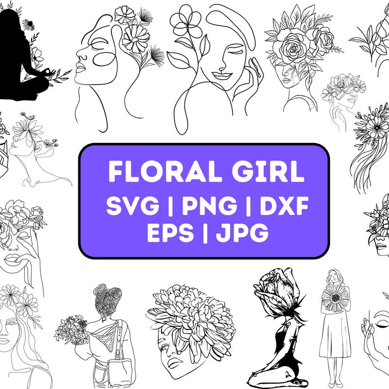 Line Art Woman Svg - Etsy