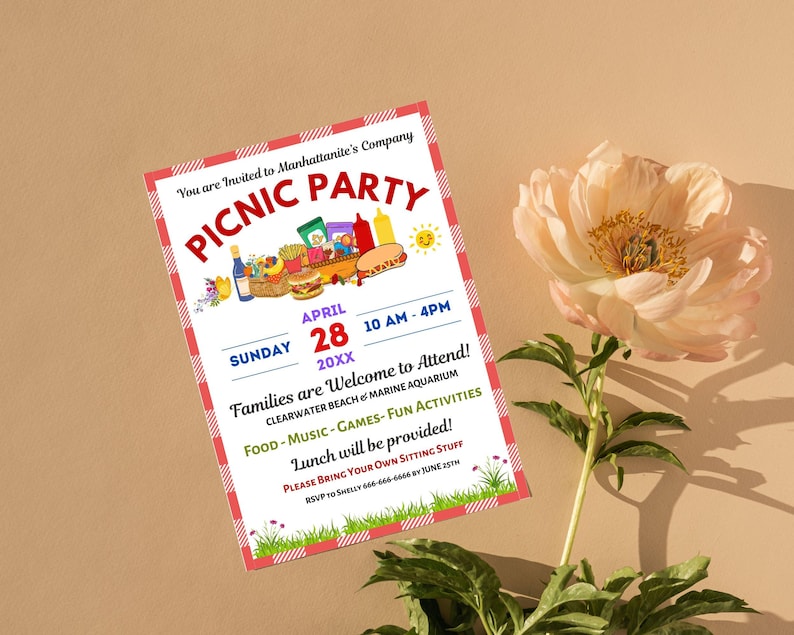 Company Picnic Flyer Editable Canva Template, Family Picnic Fundraiser ...