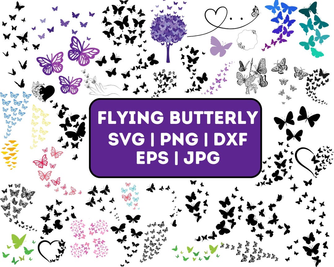 Butterfly SVG Bundle: Flying Swarm Design (digital Files) - Etsy