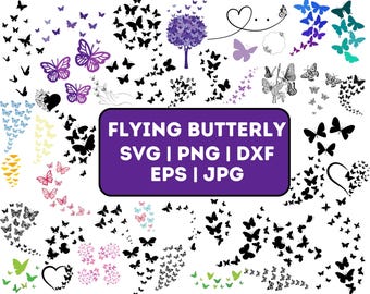 Flying Butterflies Svg, Butterfly Silhouette Svg, Design Layout ...
