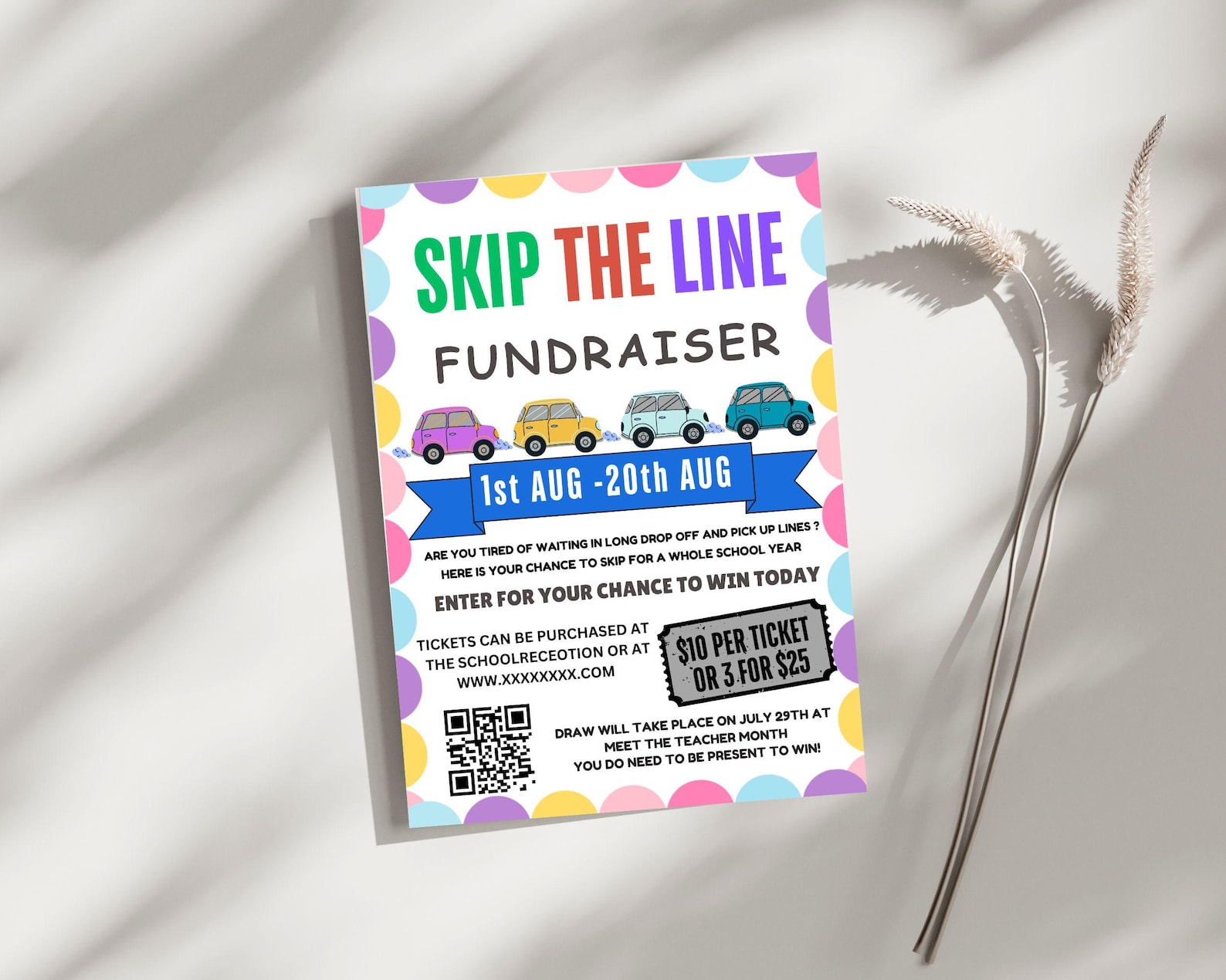 Skip the Line Fundraiser Flyer Template: School PTO PTA (editable Canva ...