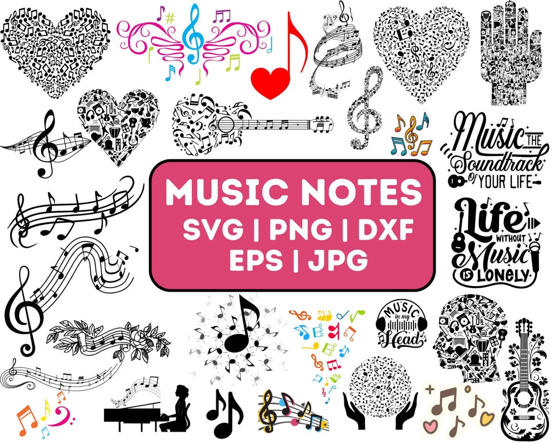 Music Notes SVG Musical Notes Clipart Music Lover Svg Files for Cricut ...